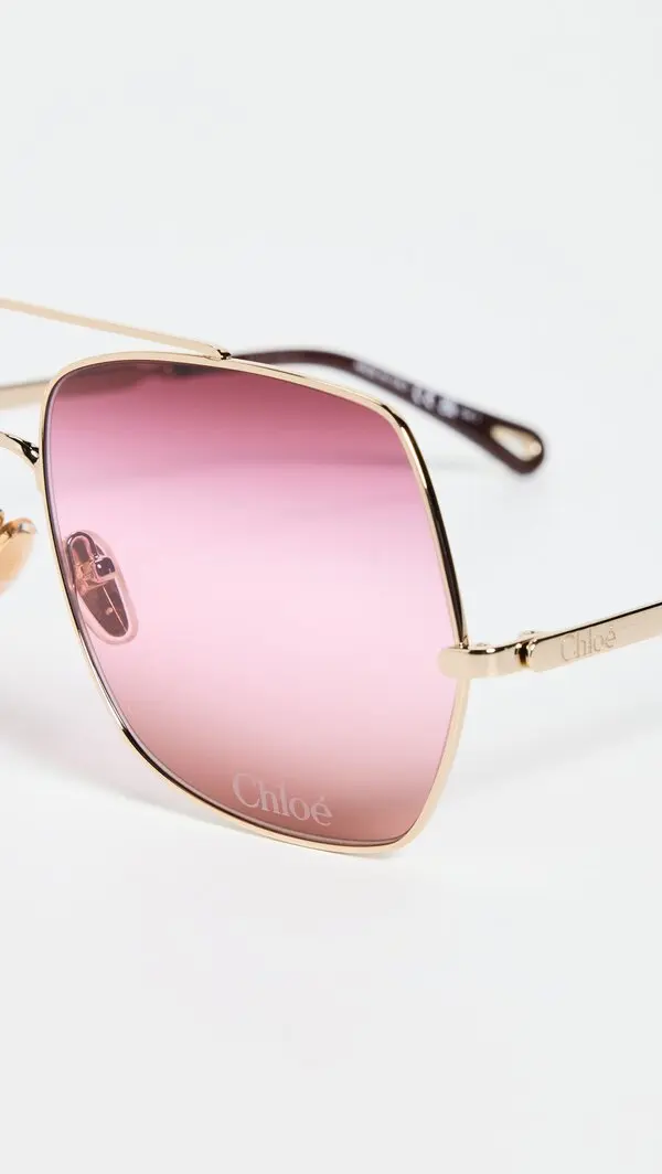 Chloé Aly Fashion Show Sunglasses - Gold/Gold/Red | Editorialist display picture 1