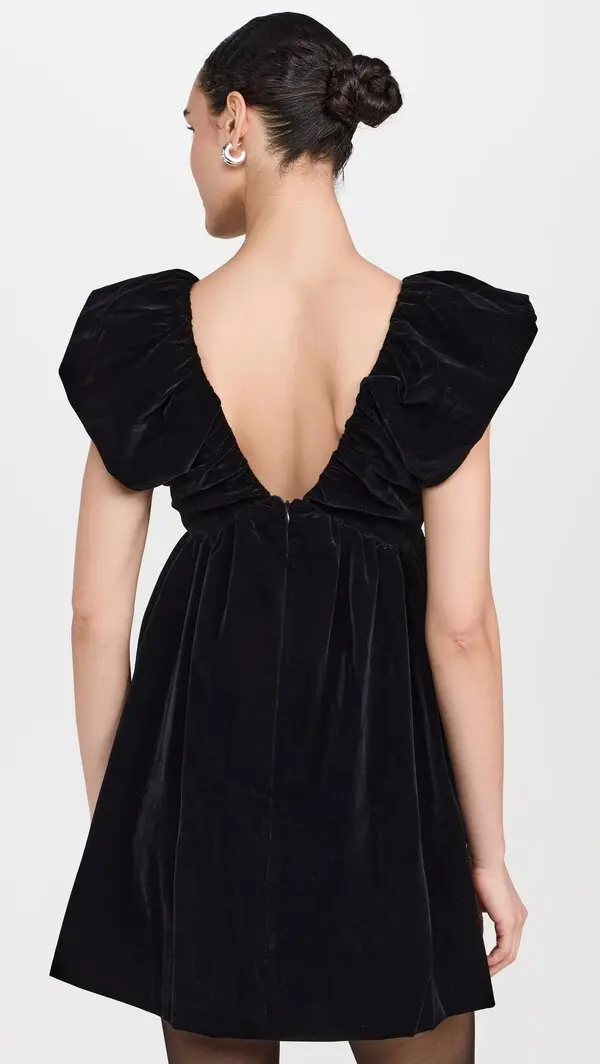 Endless Rose Velvet Satin Bow Mini Dress In Black - 50% Off