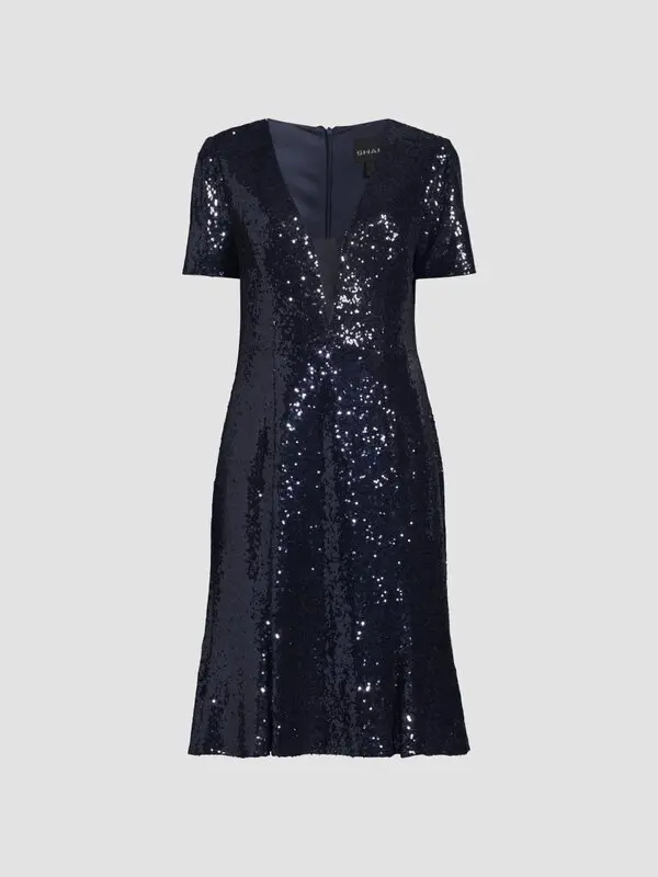 Shani Sequined Fit & Flare Midi-dress