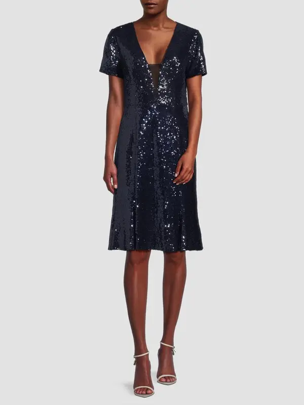 Shani Sequined Fit & Flare Midi-dress