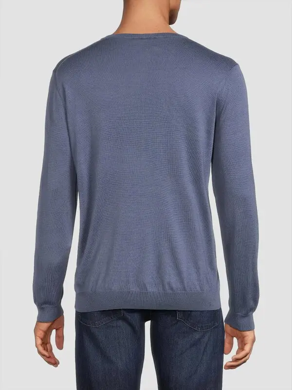Giorgio Armani Silk-cotton Crewneck Sweater - Blue
