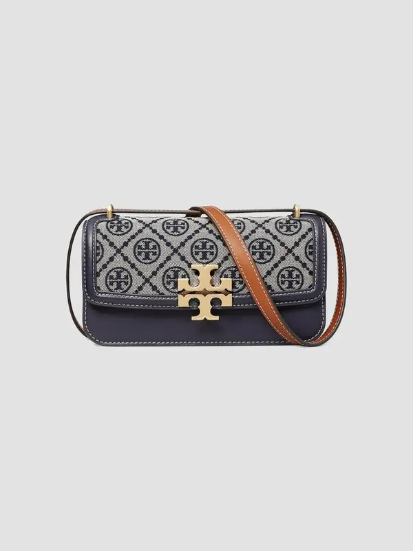 Tory Burch Eleanor T Monogram Convertible Shoulder Bag - Tory Navy