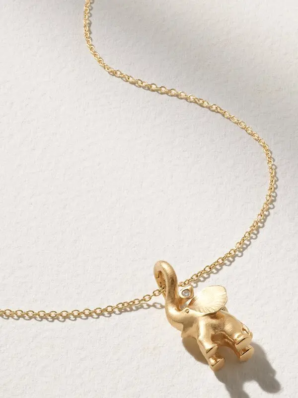 OLE LYNGGAARD COPENHAGEN Elephant 18-karat Diamond Necklace - Gold