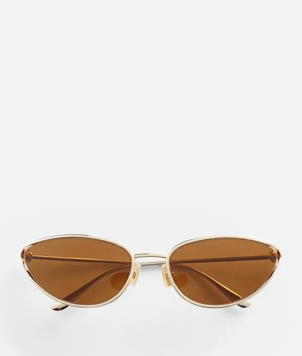 BOTTEGA  VENETA Bottega Veneta Knot Cat Eye Sunglasses - Gold/brown