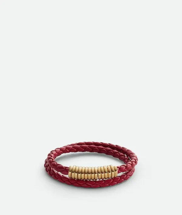 BOTTEGA  VENETA Curl Leather Bracelet - Dark Red