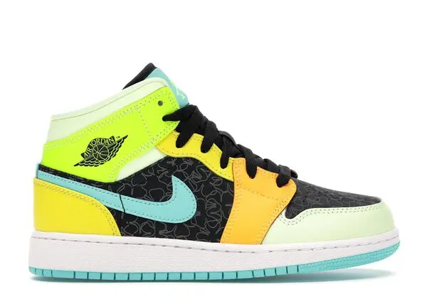 JORDAN 1 Mid Se Sneakers - Black/aurora Green