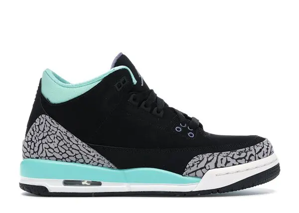 JORDAN 3 Retro Sneakers - Black/iron Purple/blchd Trq