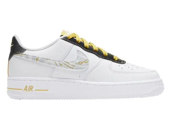 Nike Air Force 1 Low Gold Link Zebra Sneakers - White/photon Dust/saturn Gold