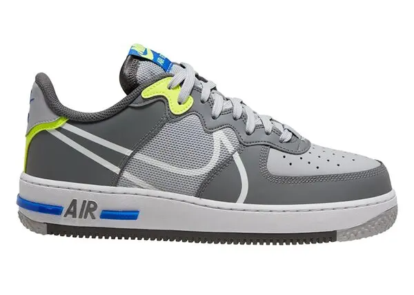 Nike Air Force 1 Low React Sneakers - Wolf Grey/white/neon Green