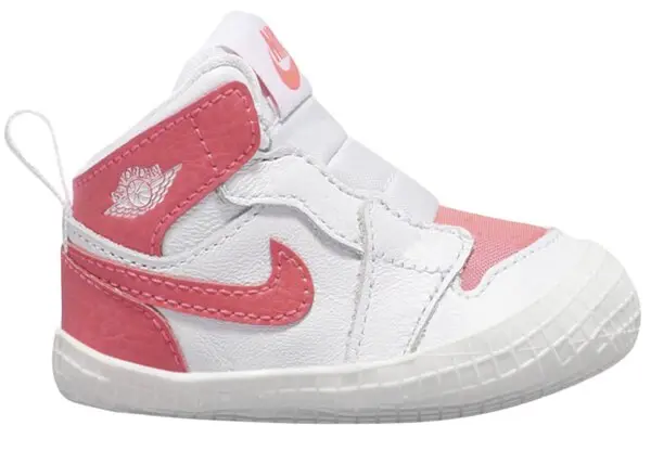 JORDAN 1 Retro Crib Booties - White/racer Pink