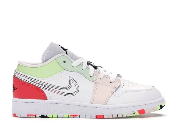 JORDAN 1 Low Glowinthedark Sneakers - White/ember Glow/barely Volt
