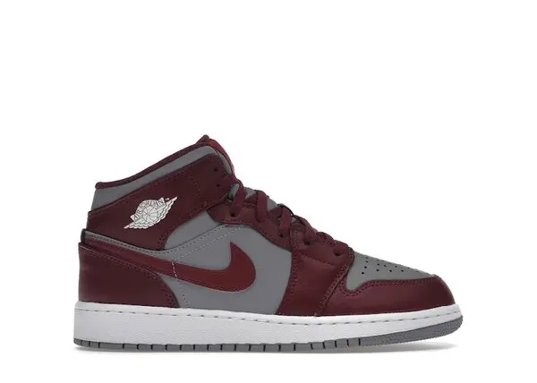 JORDAN 1 Mid Sneakers - Cherrywood Red/white/cement Grey