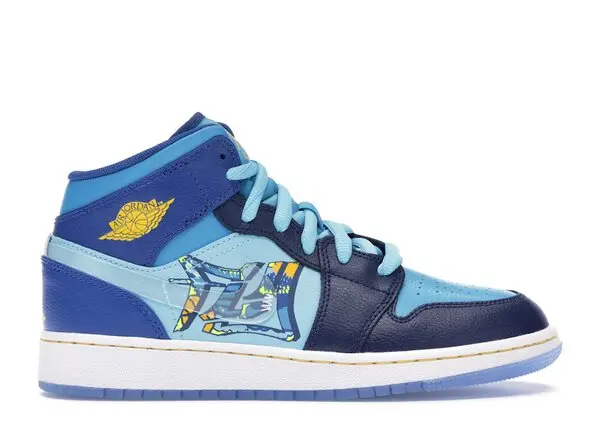 JORDAN 1 Mid Fly Sneakers - Blue Void/clear/team Royal