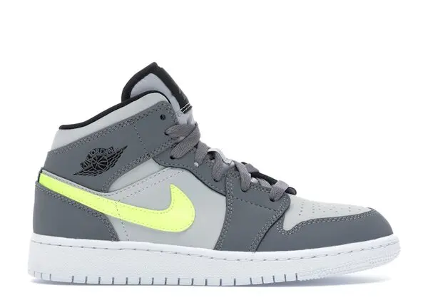 JORDAN 1 Mid Sneakers - Gunsmoke/volt/neutral Grey