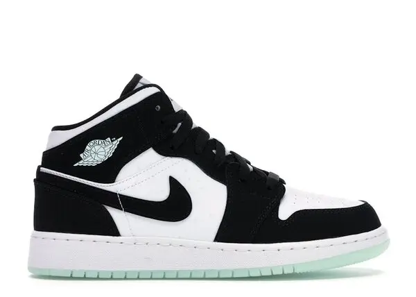 JORDAN 1 Mid Sneakers - White/black/teal Tint