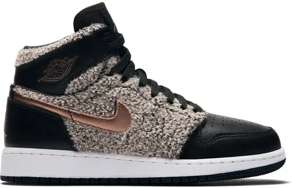 JORDAN 1 Retro High Fleece Sneakers - Black/metallic Red Bronze/white