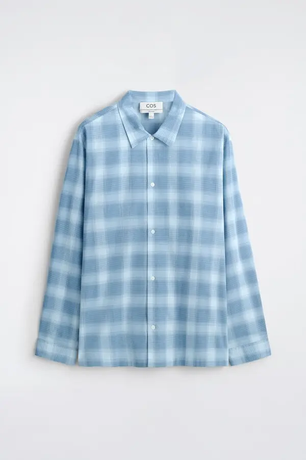 Cos Checked Cotton Shirt - Blue