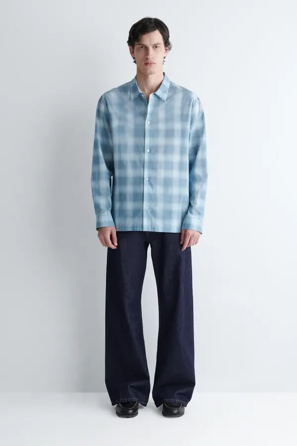 Cos Checked Cotton Shirt - Blue