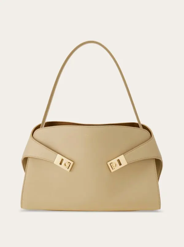 FERRAGAMO Hug Soft Shoulder Bag - Beige