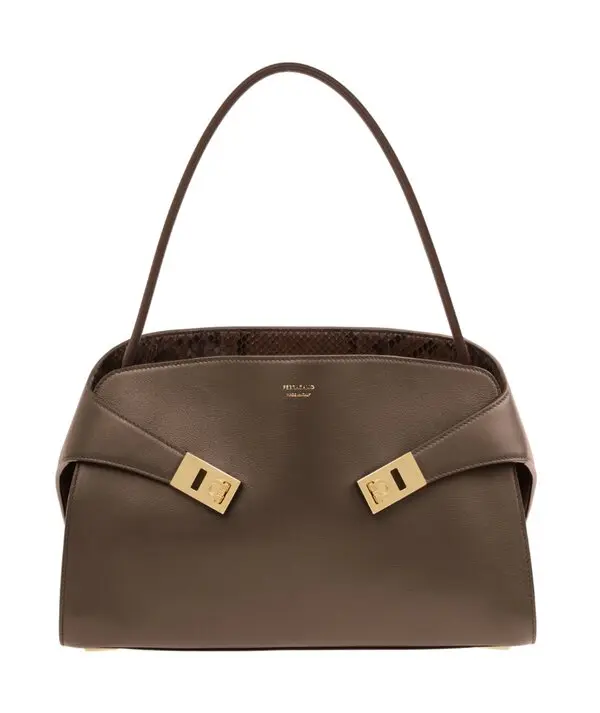 FERRAGAMO Hug Soft Shoulder Bag - Beige