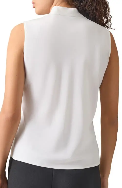KASPER Sleeveless Tie-neck Top - White