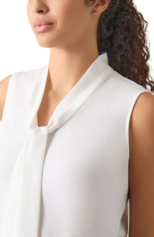 KASPER Sleeveless Tie-neck Top - White