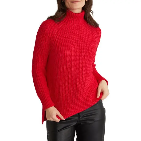 525 America 525 Stella Cotton Turtleneck Sweater - Cherry Red