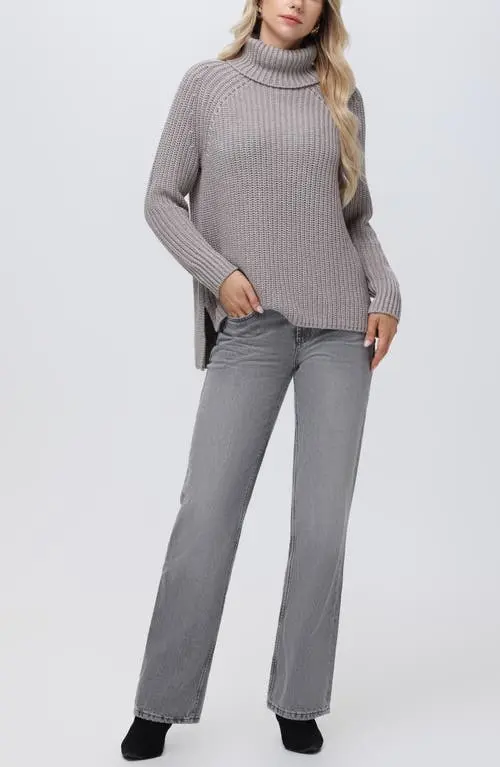 525 America 525 Stella Cotton Turtleneck Sweater - Taupe Heather