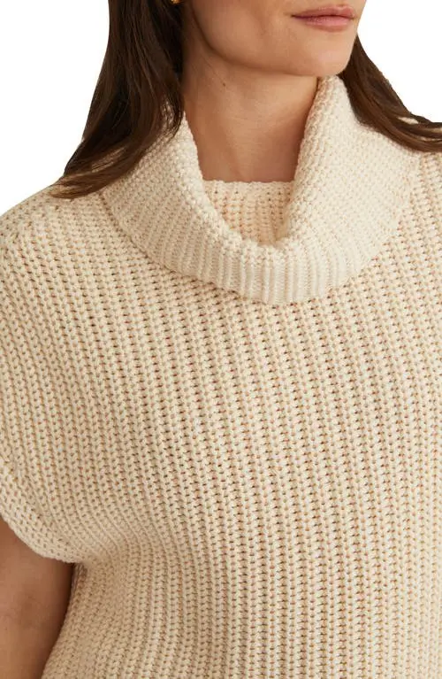 525 America 525 Cate Short Sleeve Cowl Neck Cotton Sweater - Cream