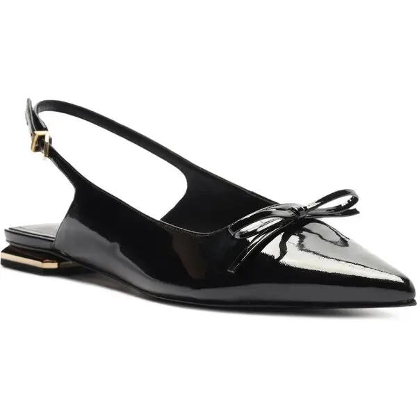 Schutz Violetta Sculpt Pointed Toe Slingback Flat - Black (ouro)