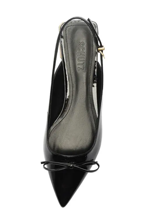 Schutz Violetta Sculpt Pointed Toe Slingback Flat - Black (ouro)