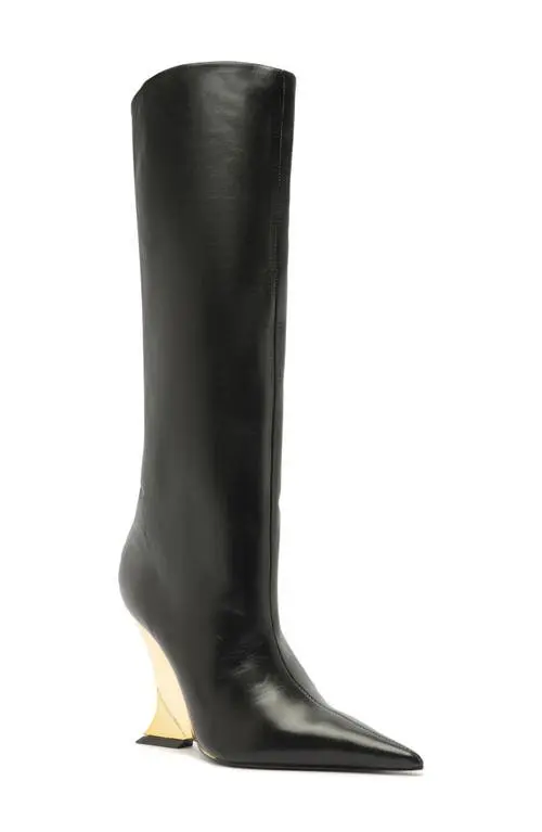 Schutz Siena Pointed Toe Knee High Wedge Boot