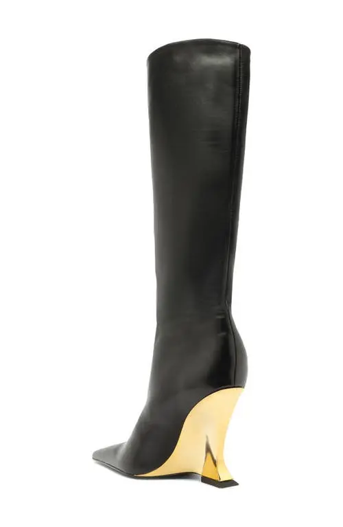 Schutz Siena Pointed Toe Knee High Wedge Boot