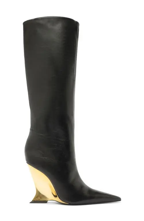 Schutz Siena Pointed Toe Knee High Wedge Boot