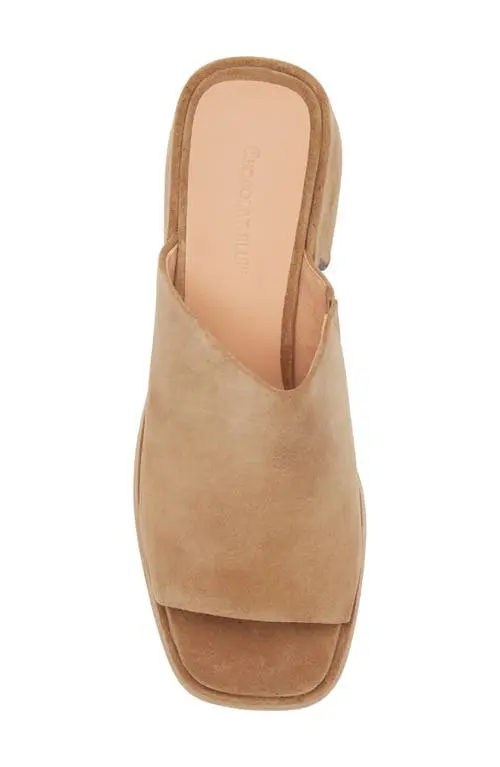 CHOCOLAT BLU Huda Square Toe Sandal - Tan Suede