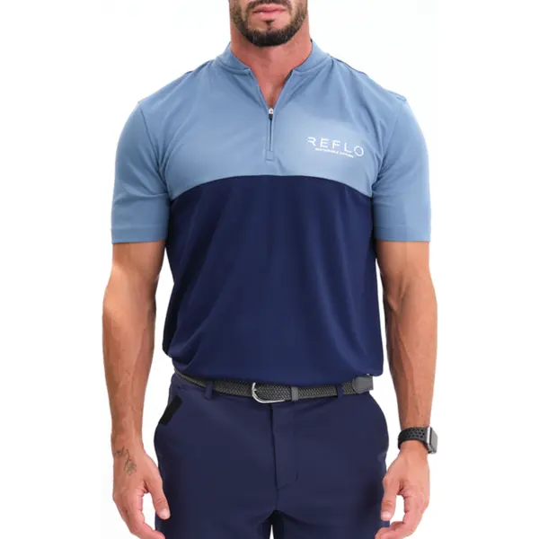 REFLO Modern Zip Performance Polo - Coronet Blue