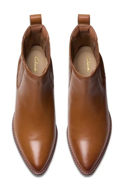 Clarks Morzine Top Pointed Toe Chelsea Boot - Tan Leather