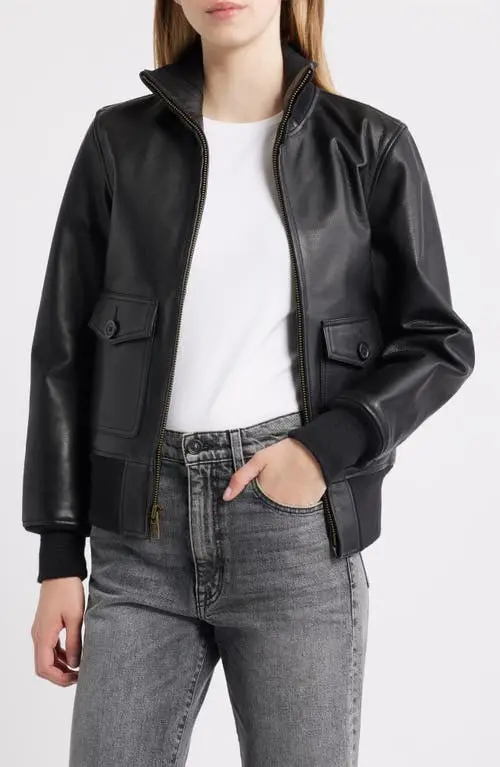 SCHOTT Leather Flight Jacket - Black