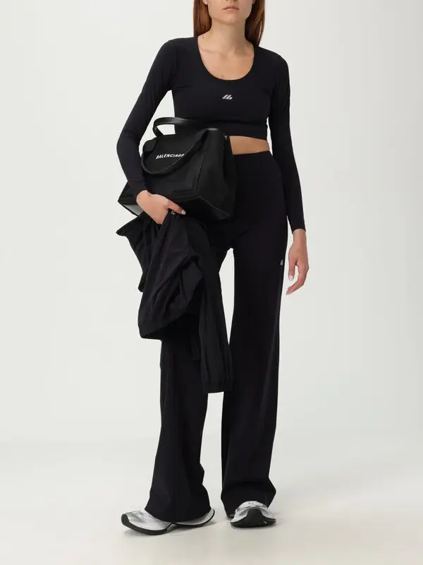 Balenciaga Cropped Long Sleeve Top - Black