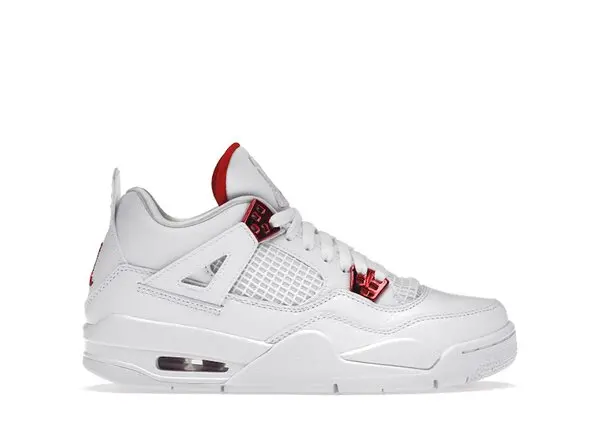 JORDAN 4 Retro Metallic Sneakers - White/university Red/metallic Silver