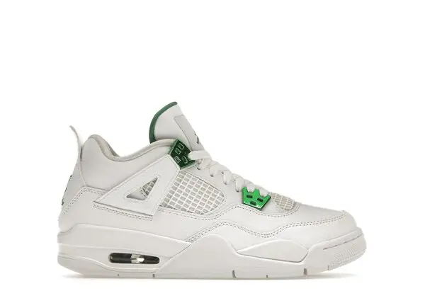 JORDAN 4 Retro Metallic Green Sneakers - White/metallic Silver/pine Green