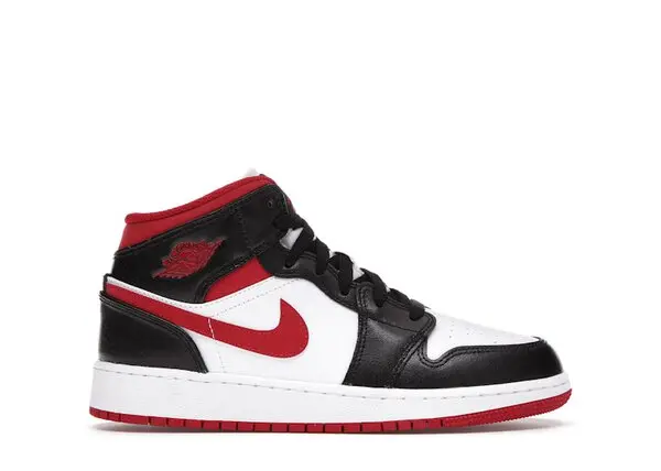 JORDAN 1 Mid High-top Sneakers - White/gym Red/black