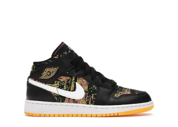 JORDAN 1 Mid High-top Sneakers - Black/laser Orange/bright Melon