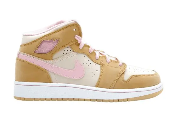 JORDAN 1 Hare Wheat Sneakers - White/pink Glaze/shimmer