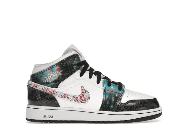 JORDAN 1 Mid Se Take Flight Sneakers - White/bright Crimson/blue Hero