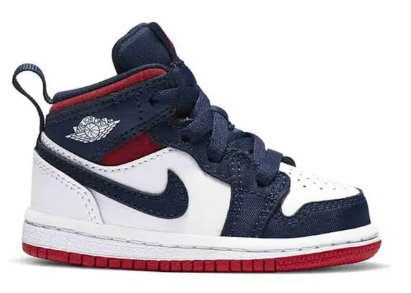 JORDAN 1 Mid Se Usa Sneakers - White/midnight Navy Blue/metallic Gold