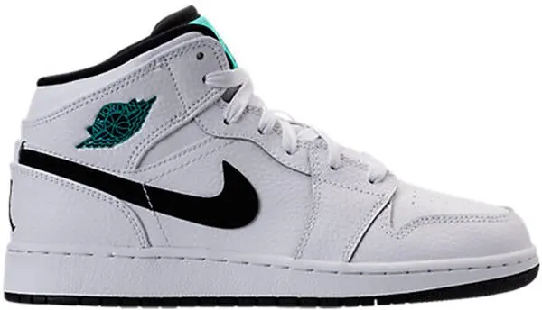JORDAN 1 Retro Mid High-top Sneakers - White/blackone-colorwhiteone-colorhyper Jade