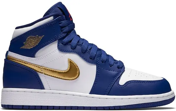 JORDAN 1 Retro High Gold Medal Sneakers - Deep Royal Blue/metallic Gold Coinone-colorwhite