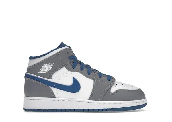 JORDAN 1 Mid True Blue Cement Gs - Cement Grey/white/true Blue