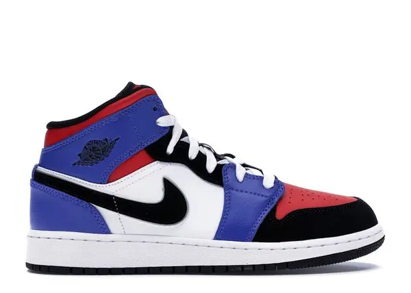 JORDAN 1 Mid Top 3 Gs Sneakers - White/black/hyper Royal